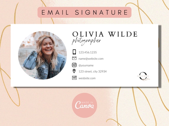 Email Signature Template With Photo Editable Signature CANVA | Etsy