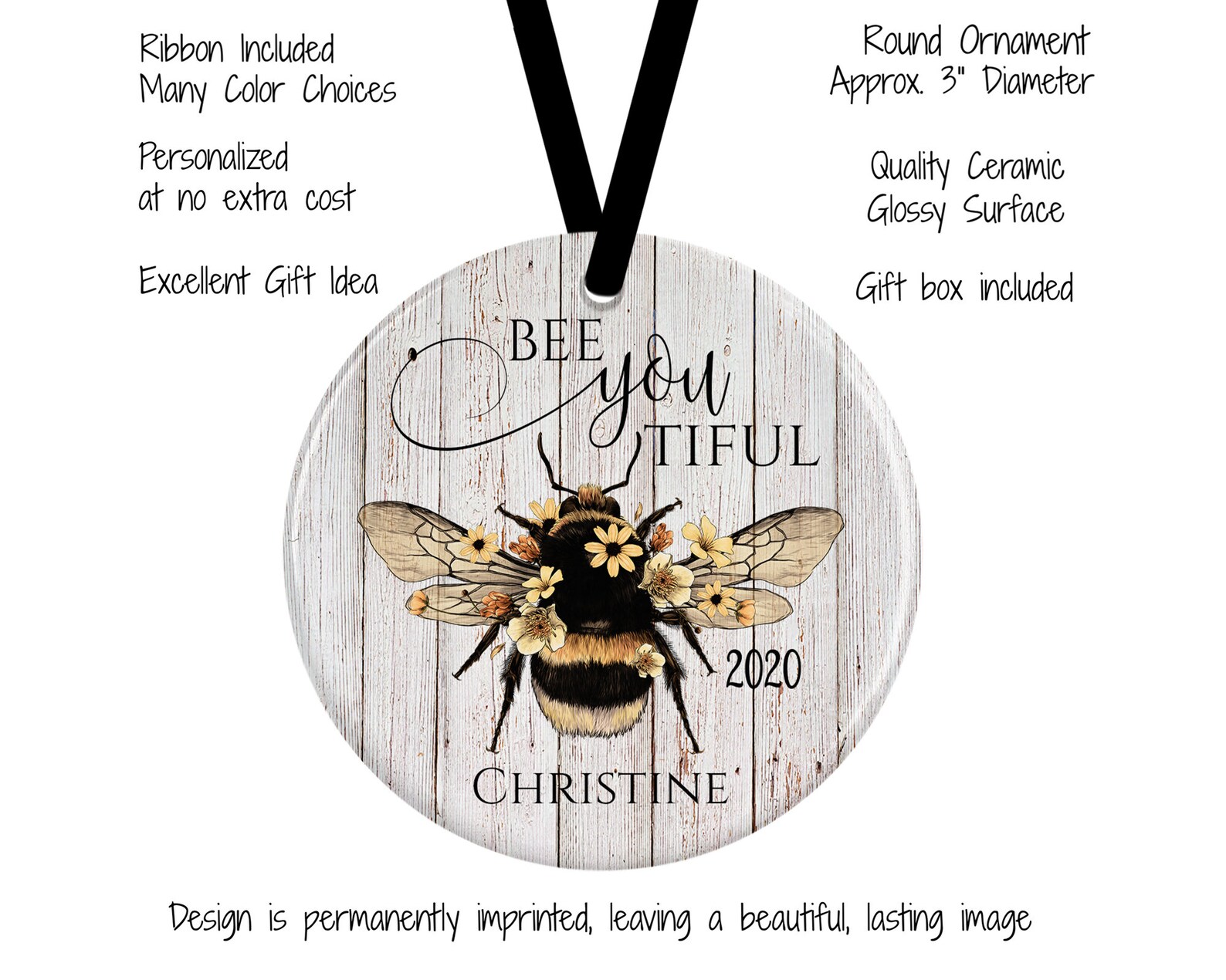 Personalized Bee Ornament/Bee Decor/Christmas Ornaments/Bee | Etsy