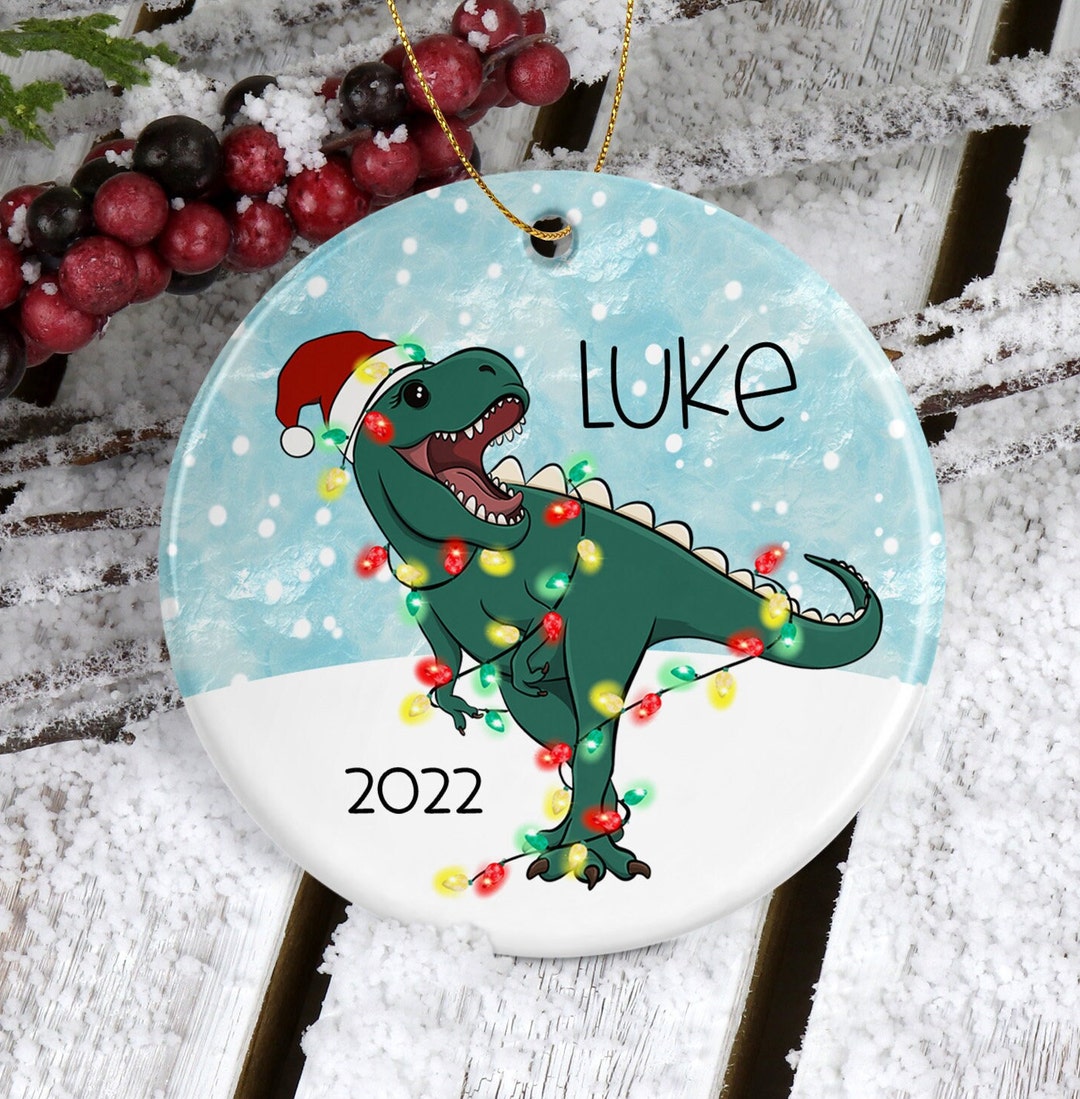 Dinosaur Ornament/dinosaur Christmas Lights Ornament/trex Ornament ...
