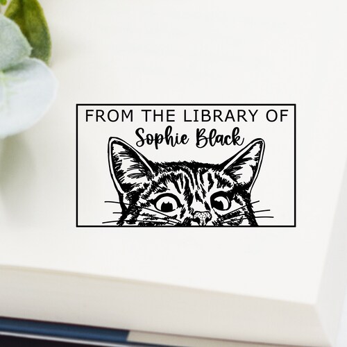 Cat Library Stamp or Book Stamp From the Library of - Etsy