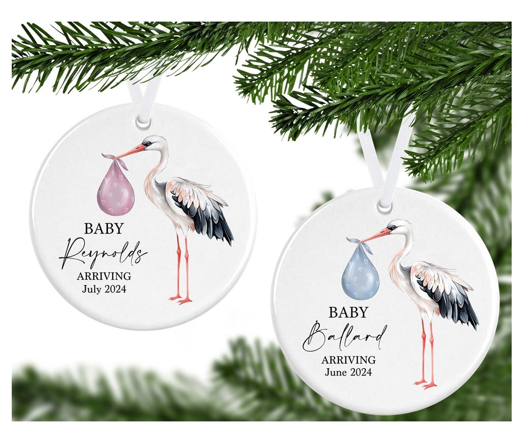 Stork Ornament, Expecting Baby 2024 Ornament, Pregnancy Announcement ...