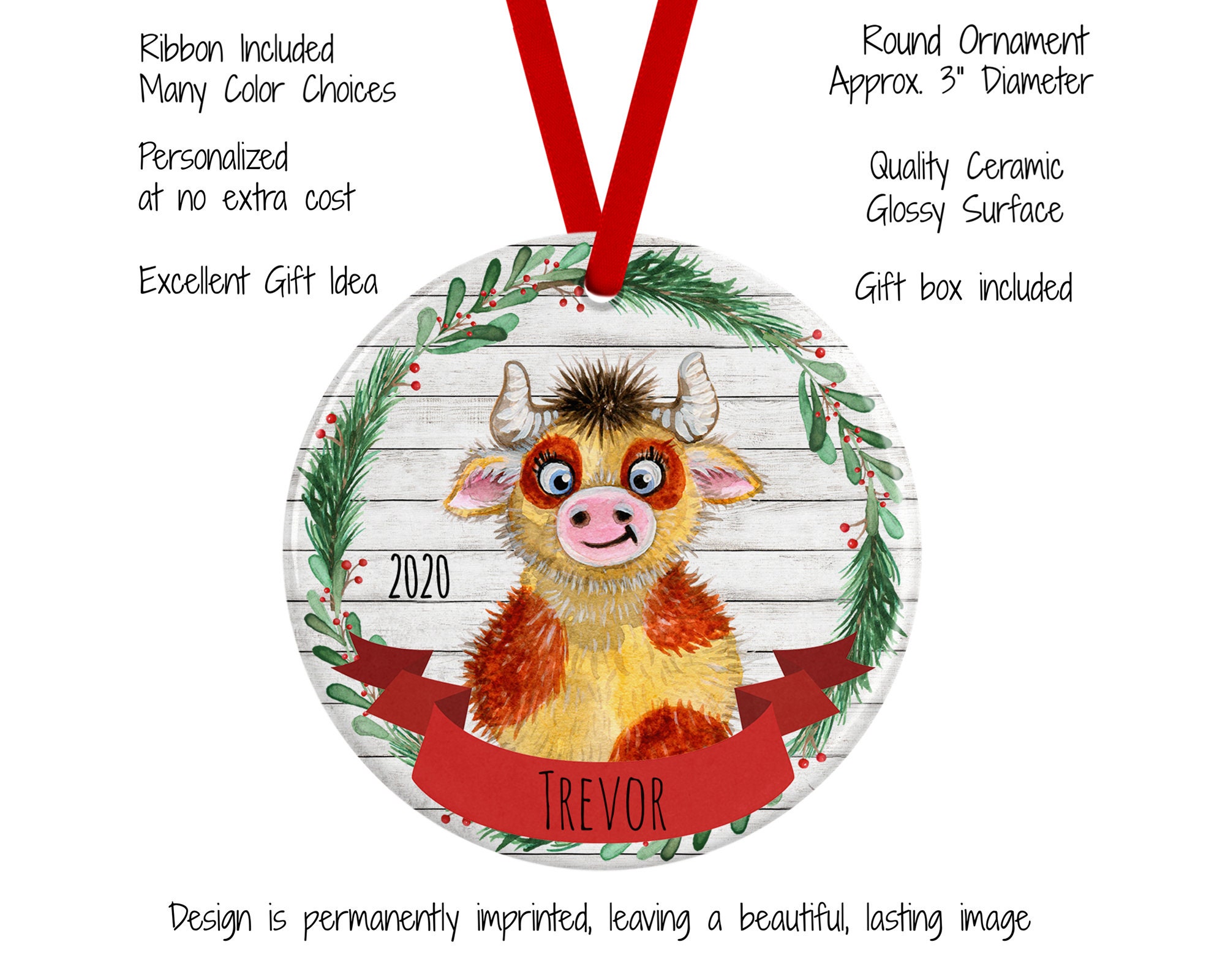 Personalized Cow Ornament/cow Gifts/farm Decor for the - Etsy