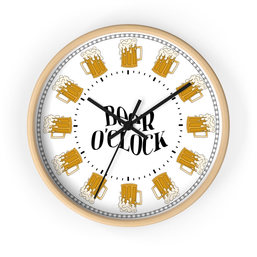 Beer O'clock Hand Drawn Beer Glass Beer Lovers Wall Clock 10 Inch Wall ...