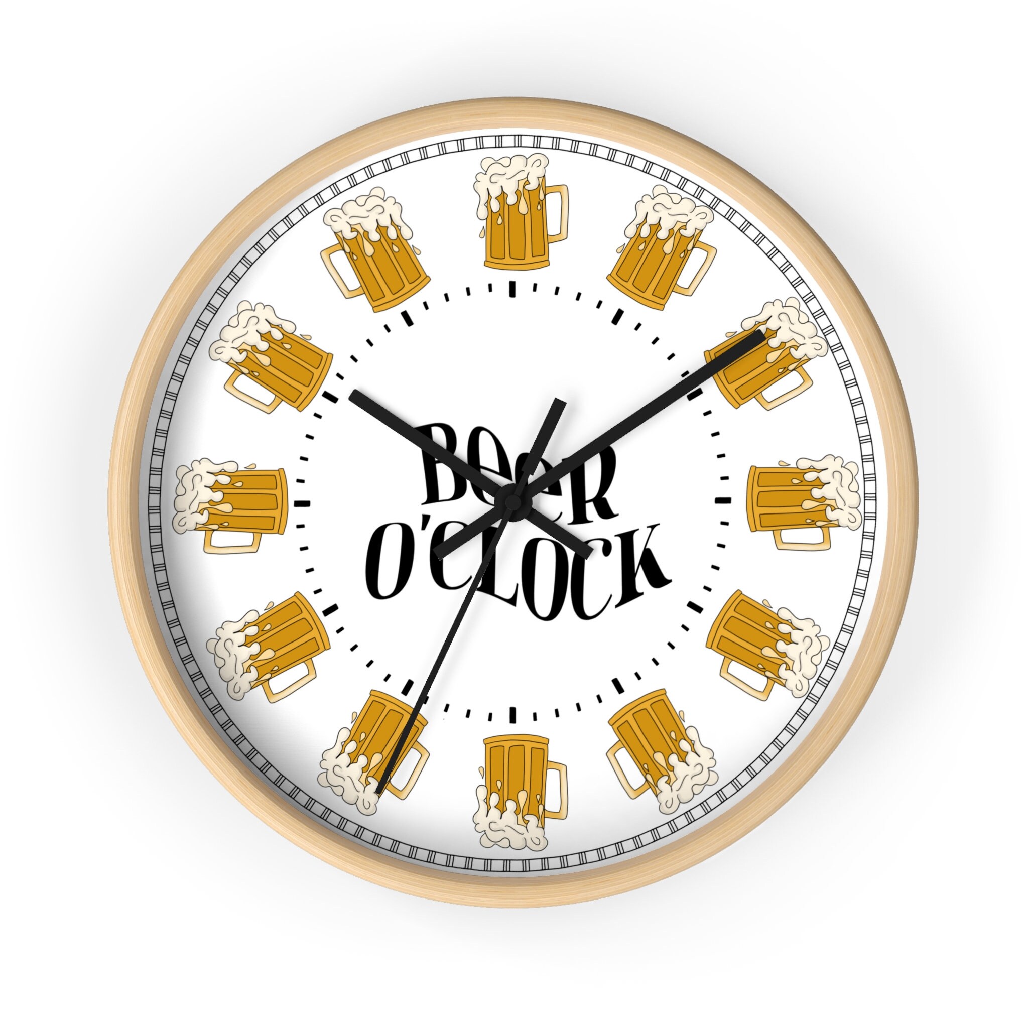 Beer O'clock Hand Drawn Beer Glass Beer Lovers Wall Clock 10 Inch Wall ...