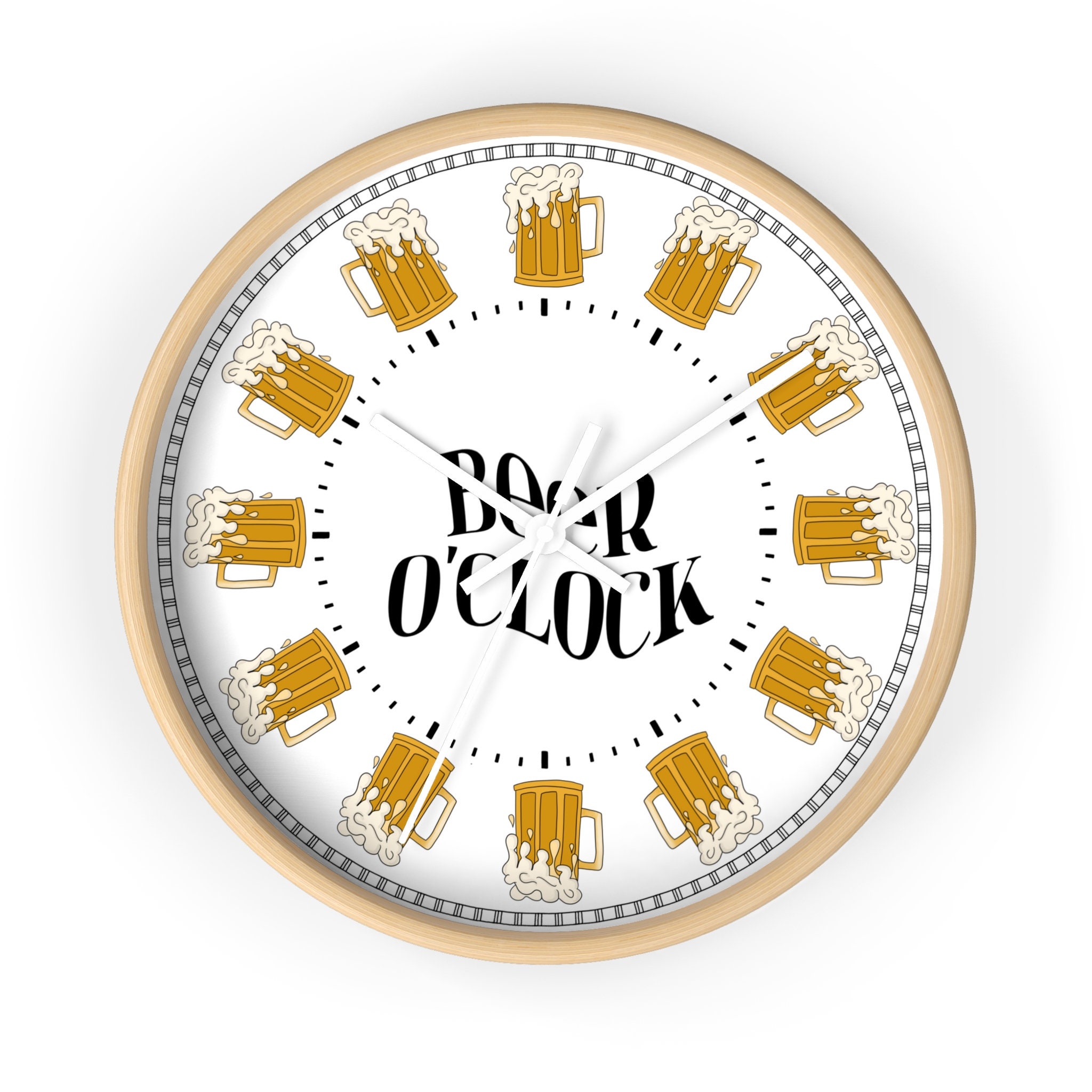 Beer O'clock Hand Drawn Beer Glass Beer Lovers Wall Clock 10 Inch Wall ...