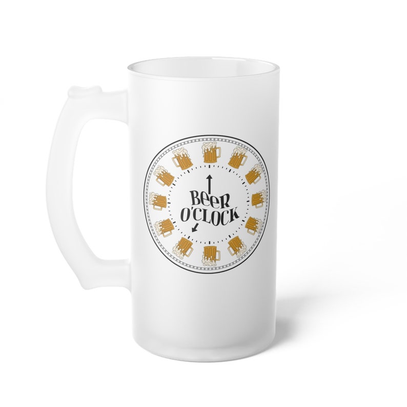 Beer O'clock Hand Drawn Beer Mug Clock Face Funny Gift for Beer Lovers ...