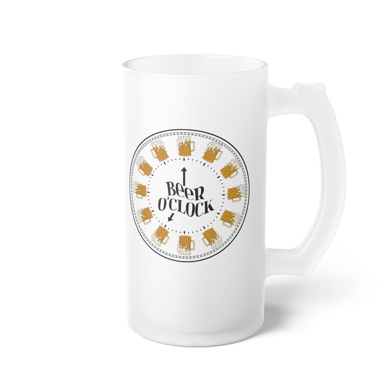 Beer O'clock Hand Drawn Beer Mug Clock Face Funny Gift for Beer Lovers ...