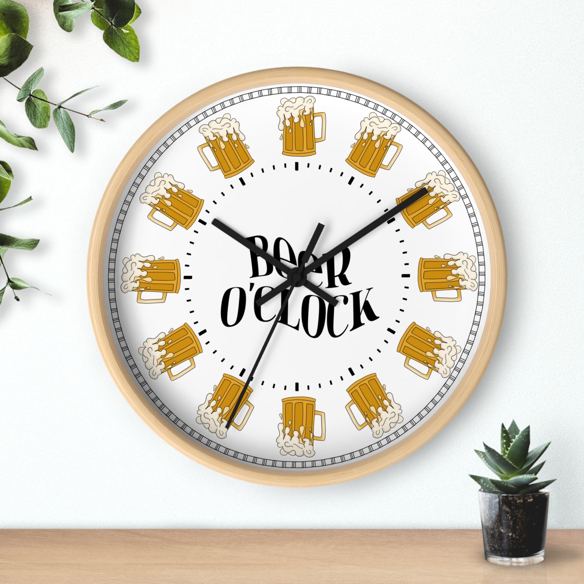 Beer O'clock Hand Drawn Beer Glass Beer Lovers Wall Clock 10 Inch Wall ...