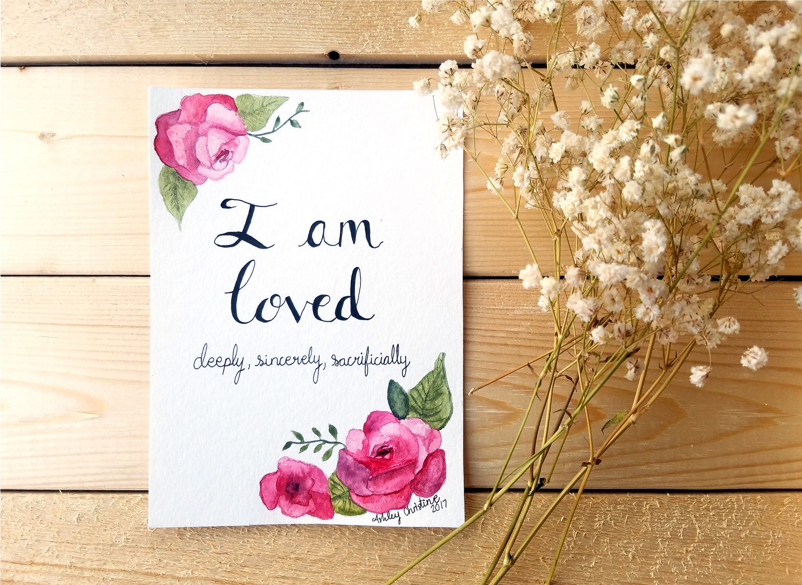 I am Loved Giclee Art Print of a Watercolor Painting with Hand ...