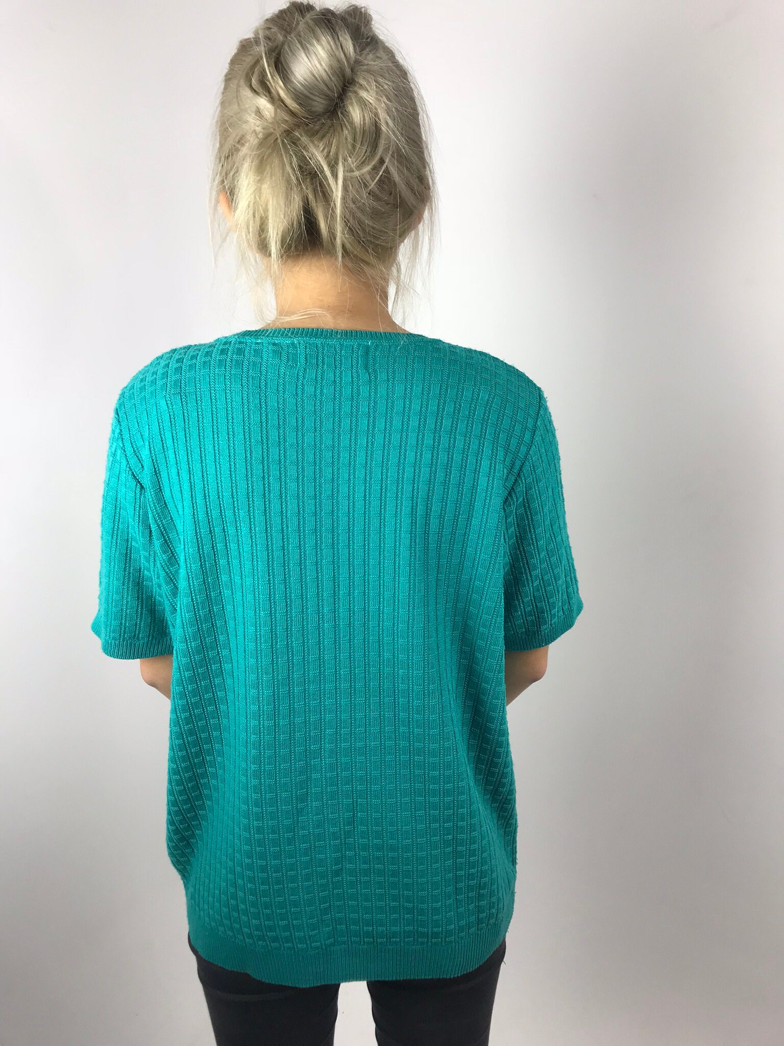 80's Boxy Knit Sweater Top - Etsy