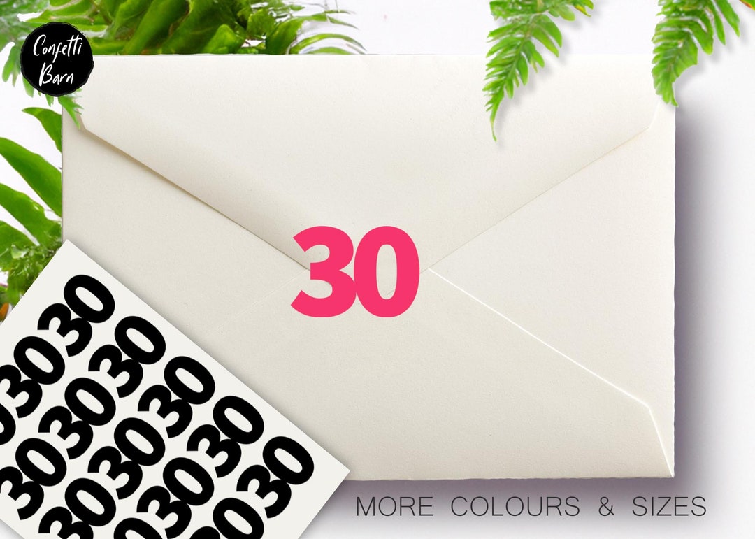 Number 30 Stickers, 30th Birthday Milestone Theme Party, 30th ...