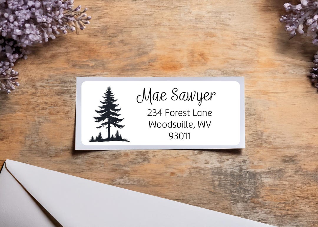 Pine Tree Return Address Labels for Personal Mail, Custom Envelope Peel ...
