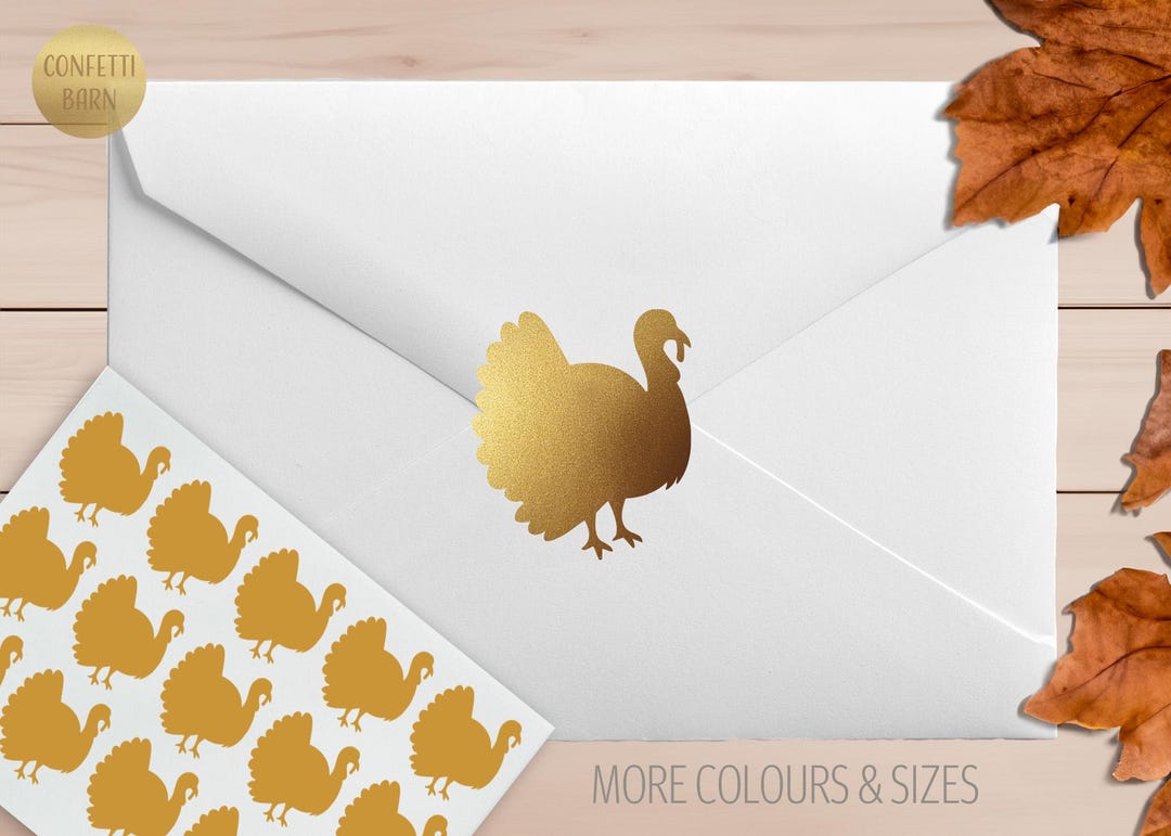 Turkey Stickers, Autumn Envelope Seals, Thanksgiving Celebration Décor ...