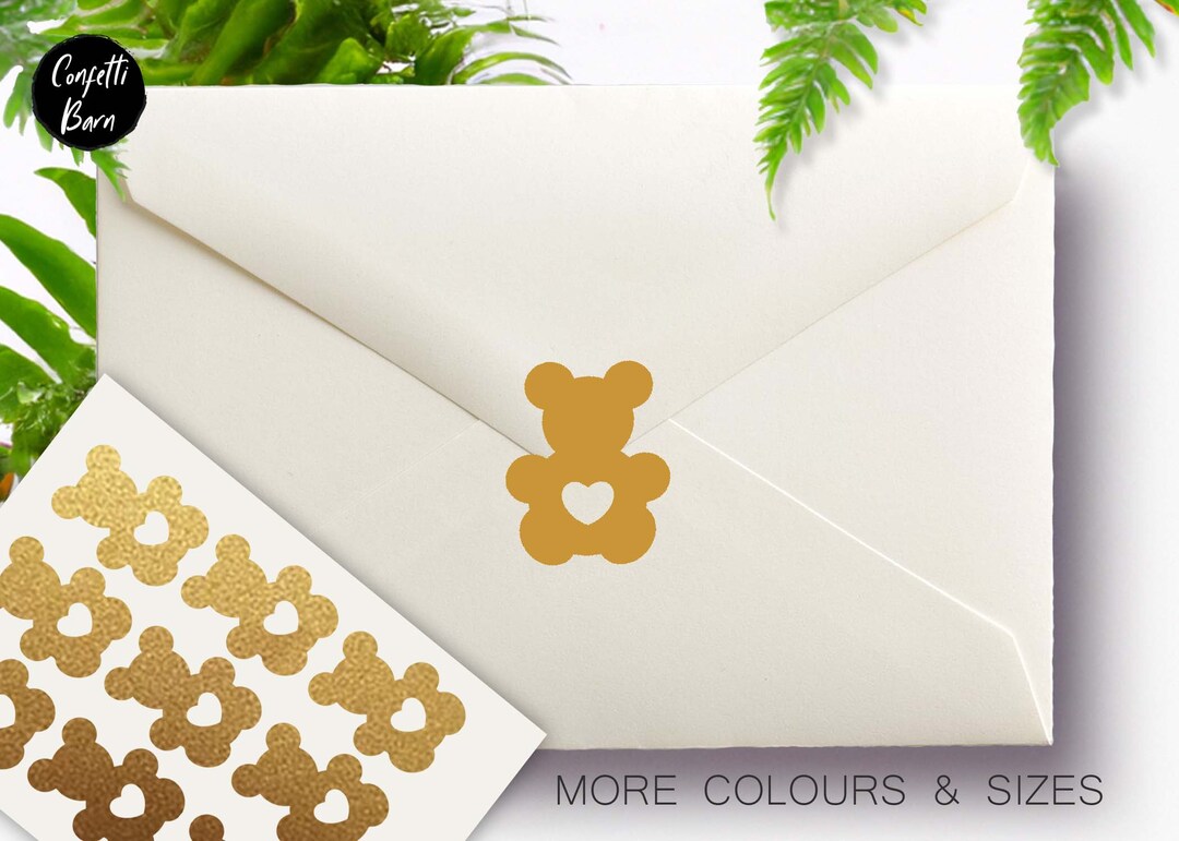 Teddy Bear With Heart Stickers, Gender Reveal Baby Shower Sticker Theme ...