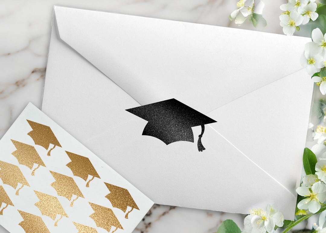 Glitter Graduation Hat Stickers, Grad Cap Envelope Seals, Graduation ...
