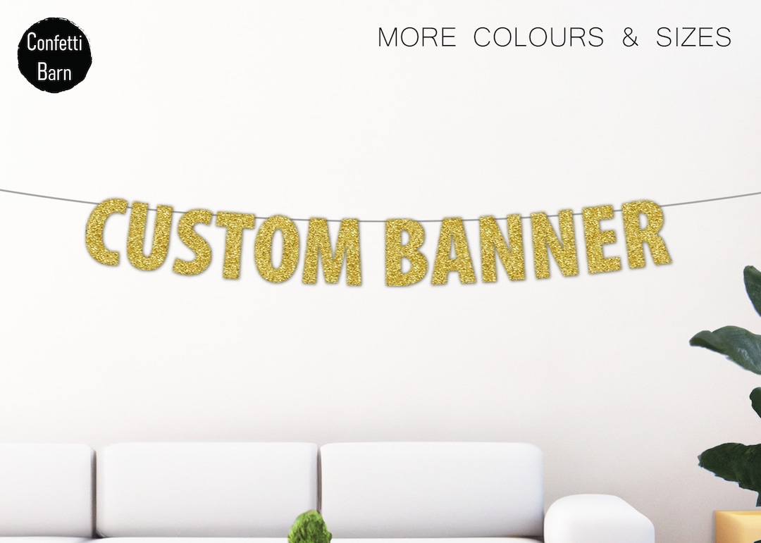 Custom Word Banner, Pre-strung Glitter Party Banner, Party ...