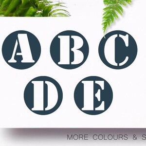 Monogram Stickers, Circular Stencil Font Initial Monogram Removable ...