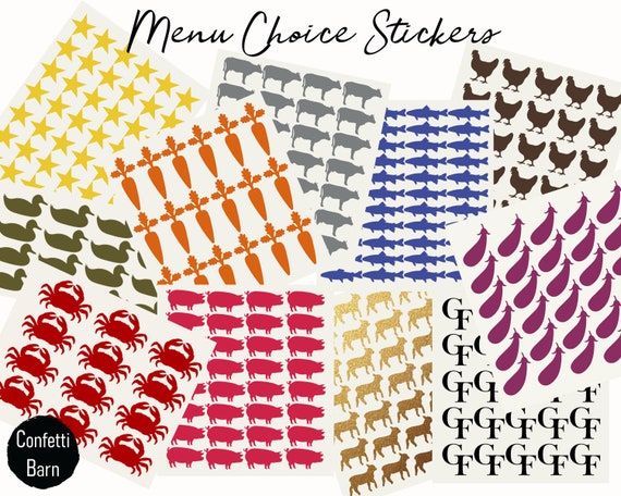Menu Choice Stickers 25 Meal Selection Stickers Escort Card - Etsy