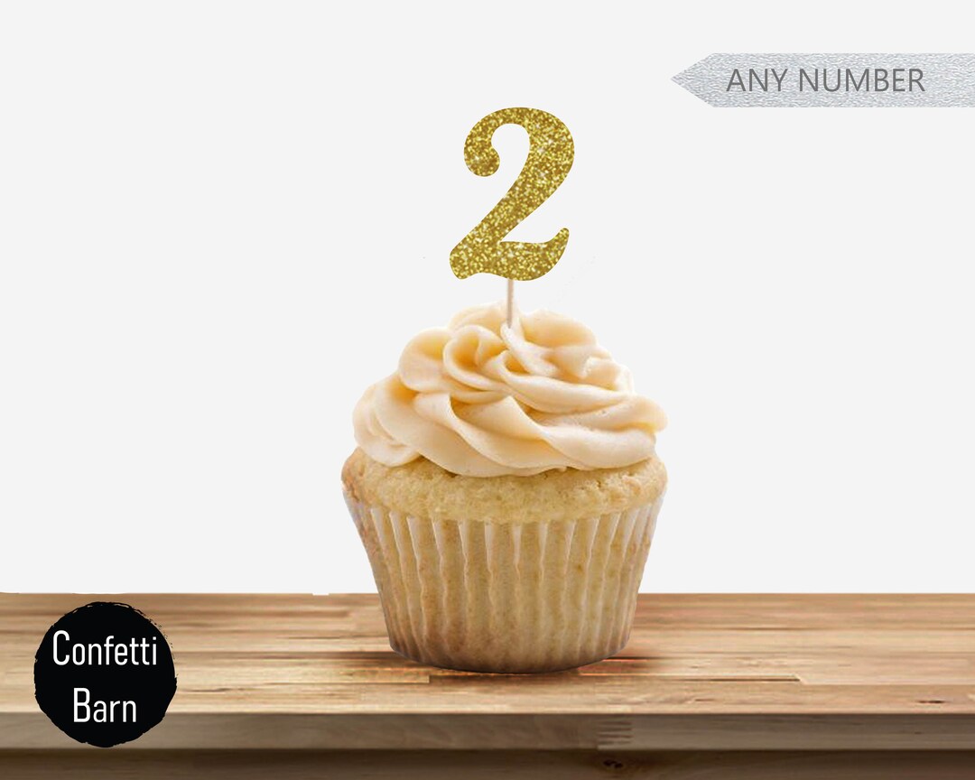 2 Cupcake Topper 2nd Birthday Cupcake Topper Pick Birthday - Etsy