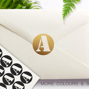 Monogram Stickers, Circular Stencil Font Initial Monogram Removable ...