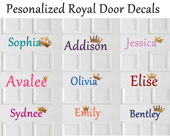 Door Name Decal Personalized Kids Door Sign Vinyl Crown Wall - Etsy