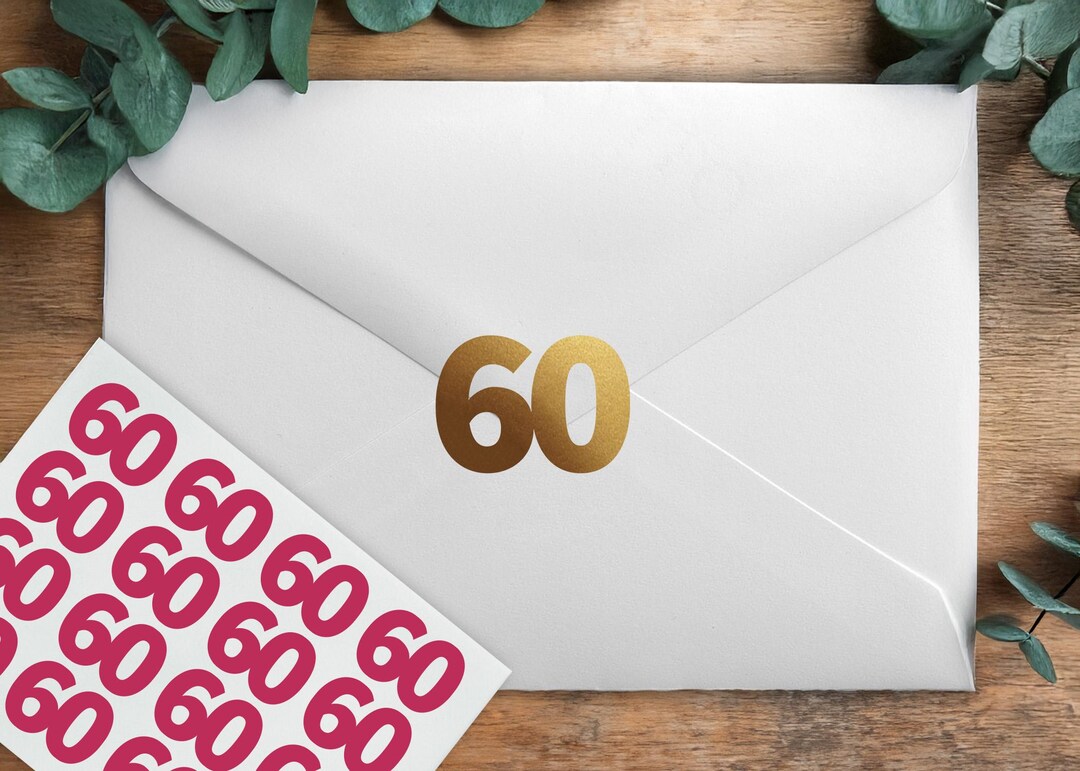 Number 60 Stickers, 60th Birthday Party, 60th Milestone Theme Party ...