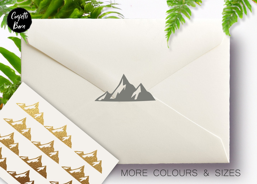 Mountain Stickers, Rustic Outdoors Hiking Theme Envelope Sealing ...