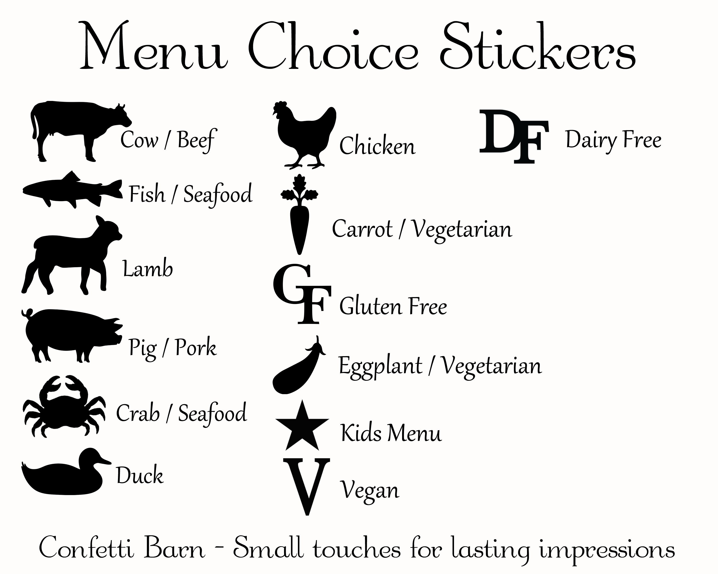 20 Set Meal Stickers Menu Selection Stickers Meal Choice | Etsy