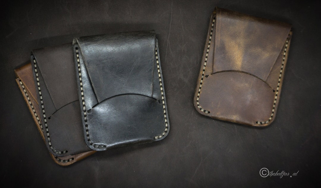 Personalized Hand Stitched Turkish Leather Card Wallet With a Tuck ...