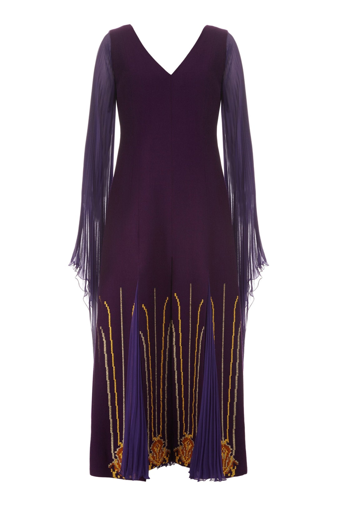 1970s Nikos-takis Couture Purple Wool and Chiffon Dress - Etsy