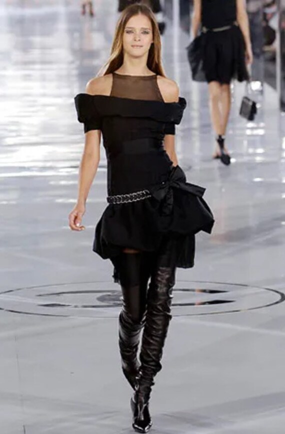 2000s Runway Documented Chanel Black Silk Slip Dress - Gem