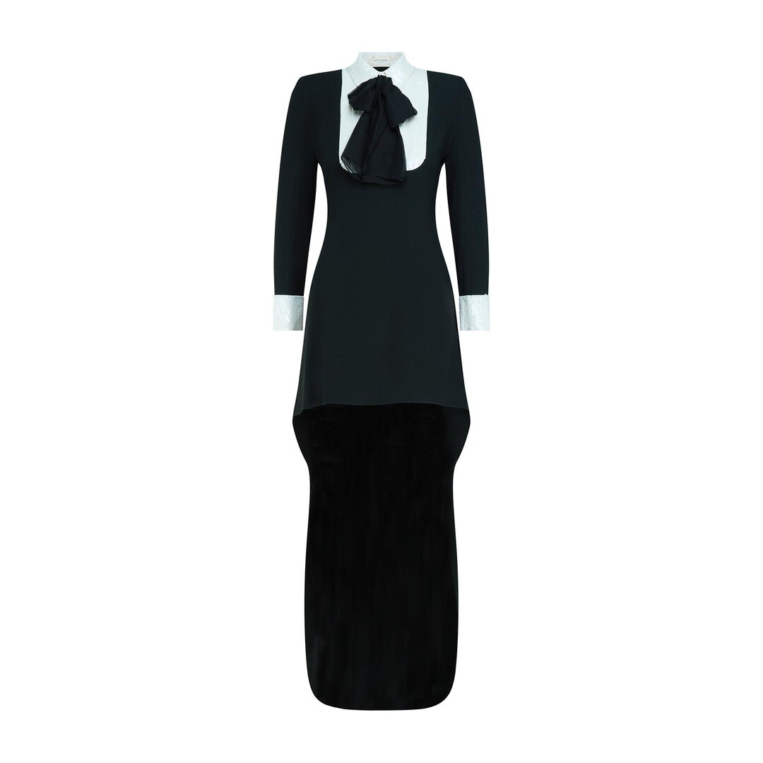 2013 Runway Saint Laurent Tuxedo High Low Dress With Sequin Bib - Etsy