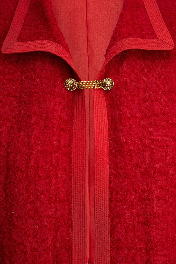 1960s Red Boucle Wool Tweed and Lion Button Jacket - Gem