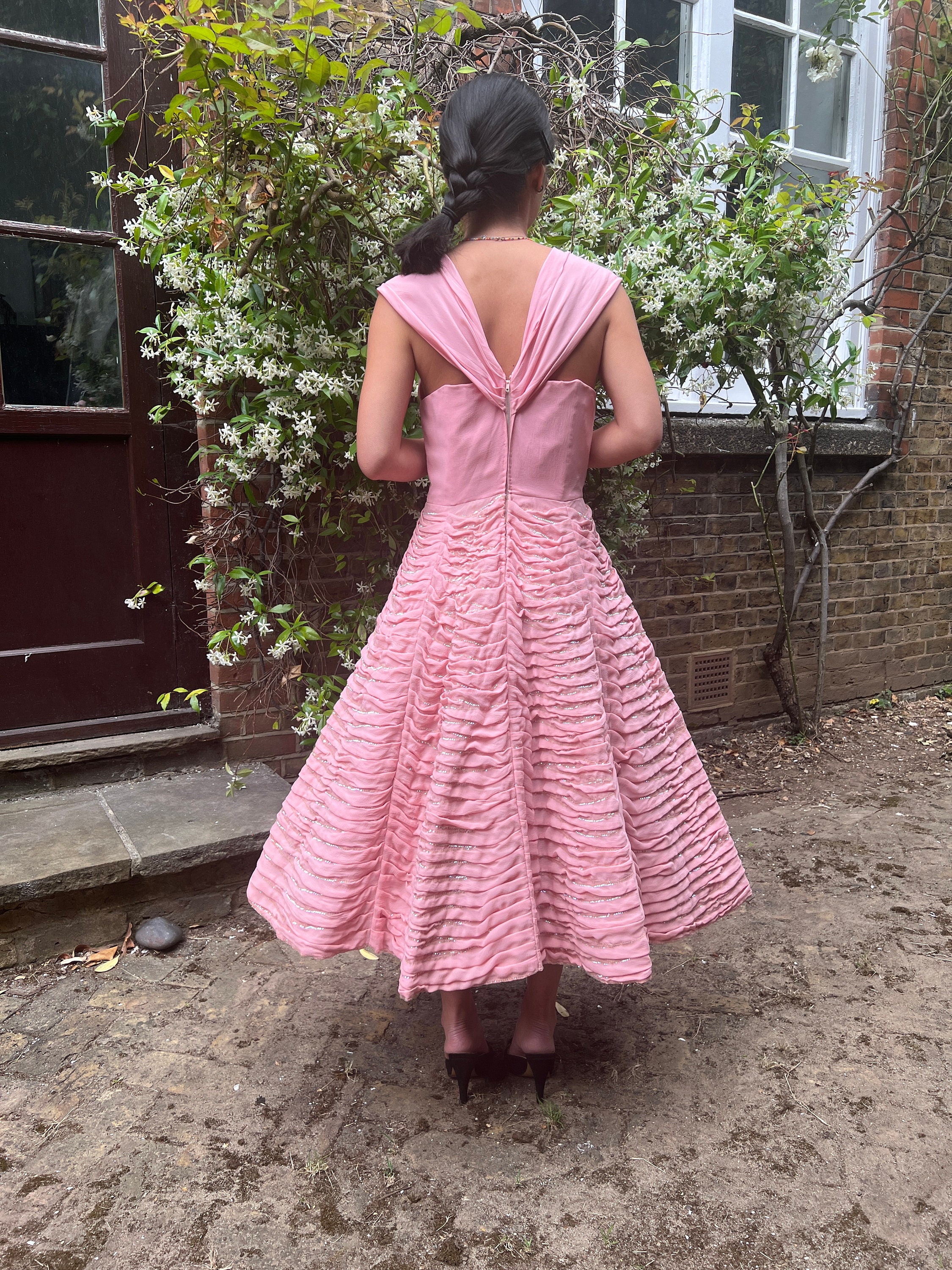 1950s Italian Alta Moda Pink Silk Crepe Ruched Sequin Dress - Etsy