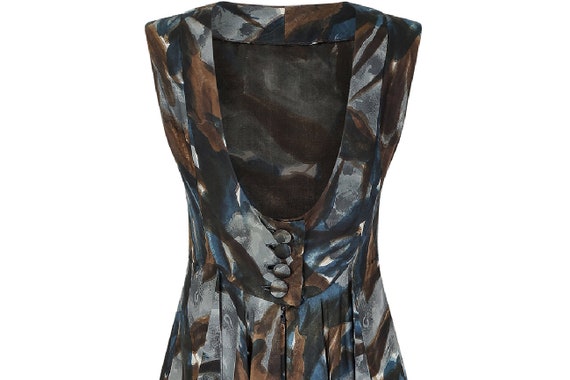 1960s Sharene Creations Drop Back Silk Dress - Gem