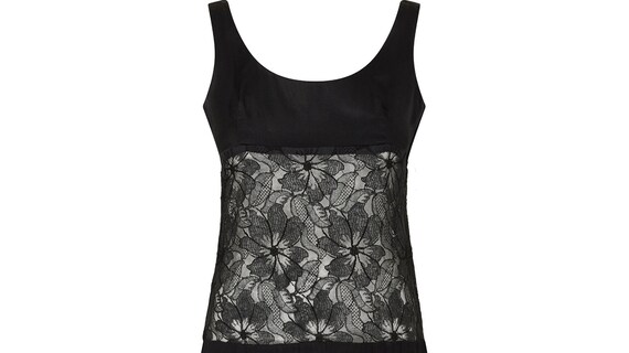 1960s Gerald McCann Black Satin and Floral Lace Cutou… - Gem