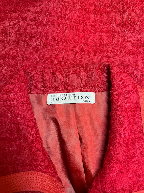 1960s Red Boucle Wool Tweed and Lion Button Jacket - Gem