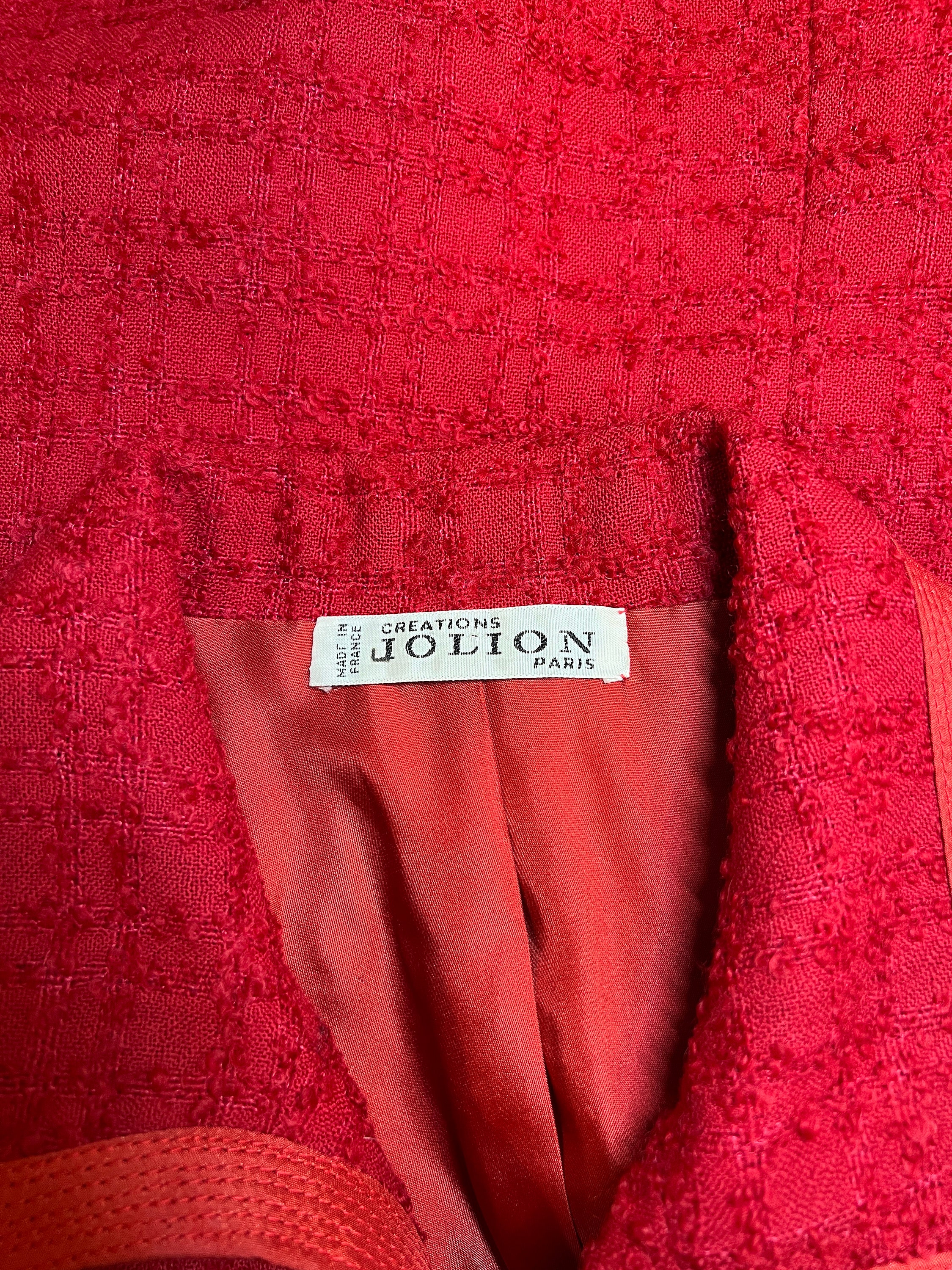 1960s Red Boucle Wool Tweed and Lion Button Jacket - Etsy