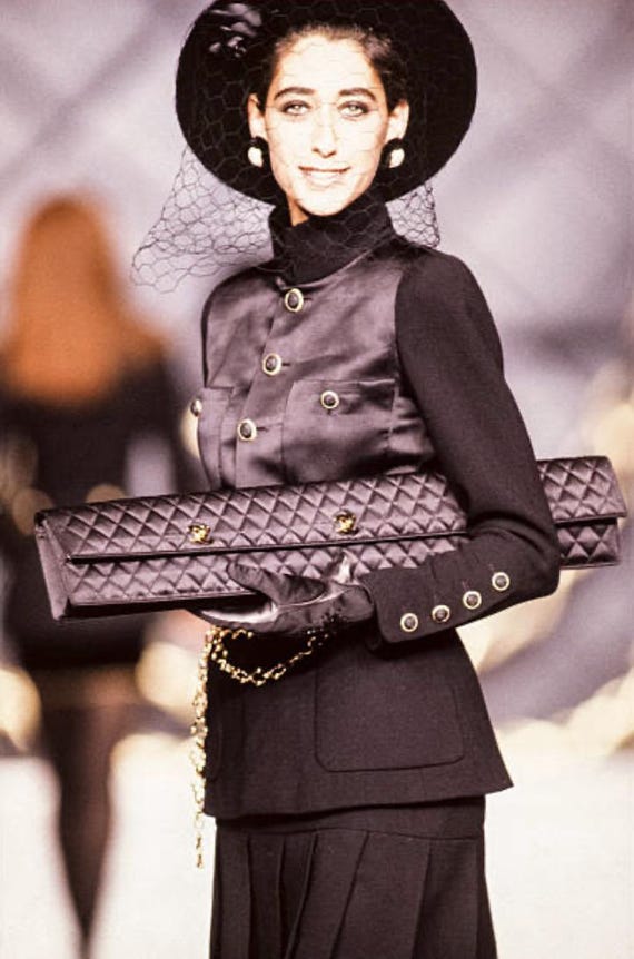 1985 Runway Chanel Black Double Tiered Wool Mini Skirt - Gem