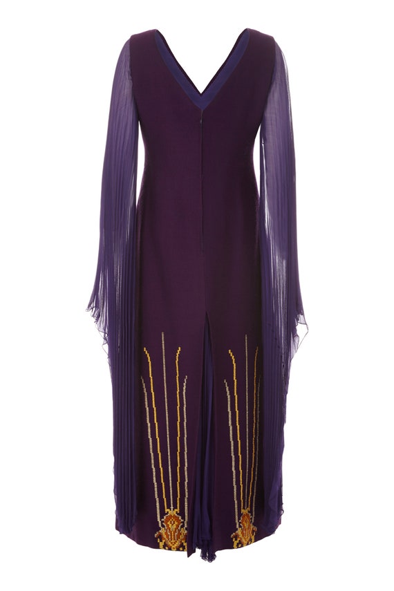 1970s Nikos-Takis Couture Purple Wool and Chiffon Dre… - Gem