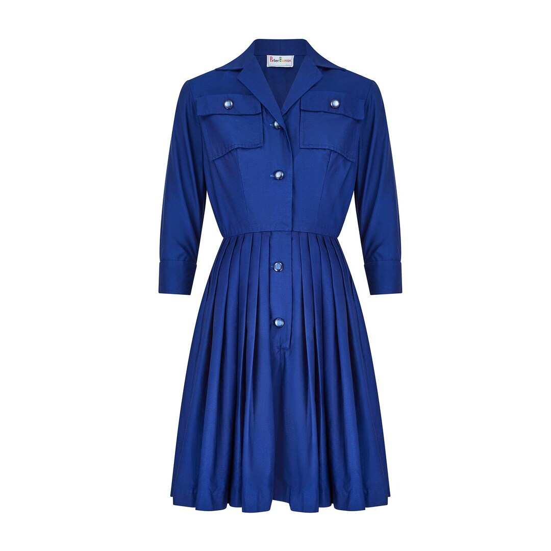 1960s Peter Barron French Blue Cotton Shirt Dress - Etsy