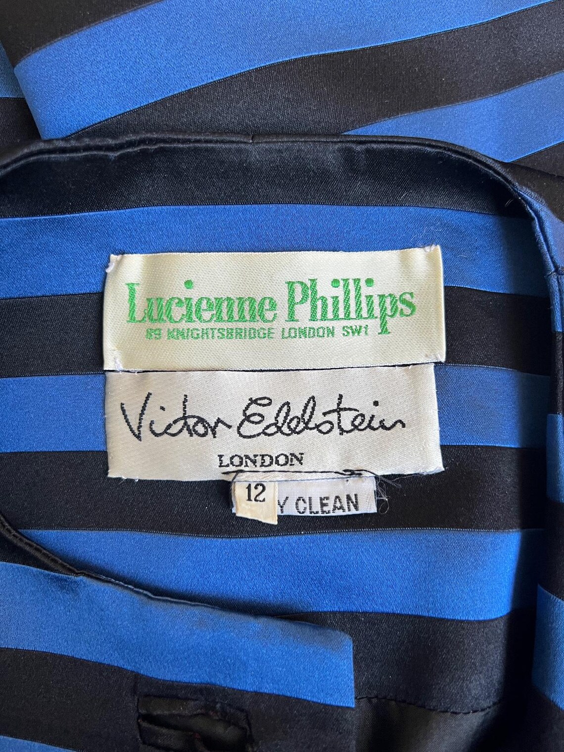1980s Victor Edelstein Black and Blue Silk Striped Dress Coat - Etsy