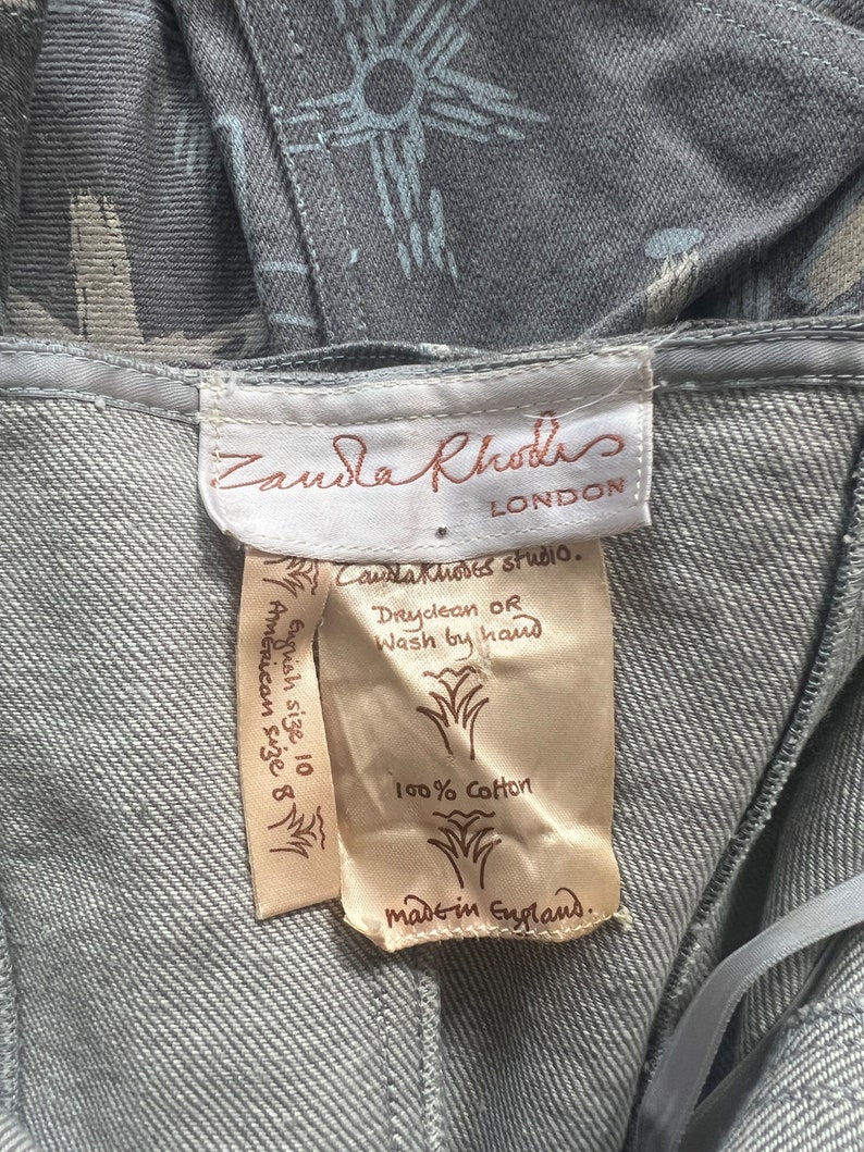 1987 Zandra Rhodes Grey Denim Ra Ra Dress - Etsy
