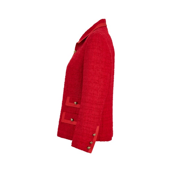 1960s Red Boucle Wool Tweed and Lion Button Jacket - Gem