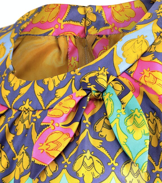 1960s Lachasse Bee Pattern Silk Dress - Gem