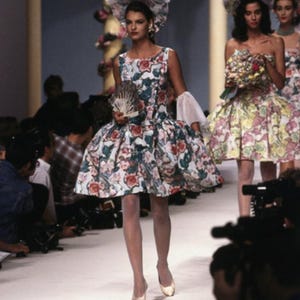1988 Runway Documented Karl Lagerfeld Floral Marie Antionette Dress - Etsy