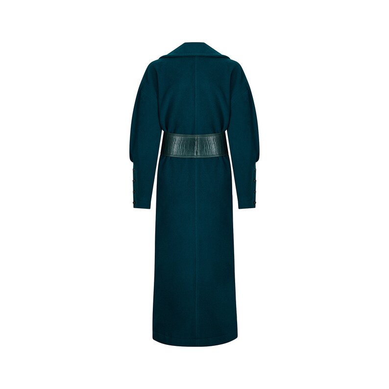 1980s Claude Montana Teal Green Wool Overcoat - Etsy