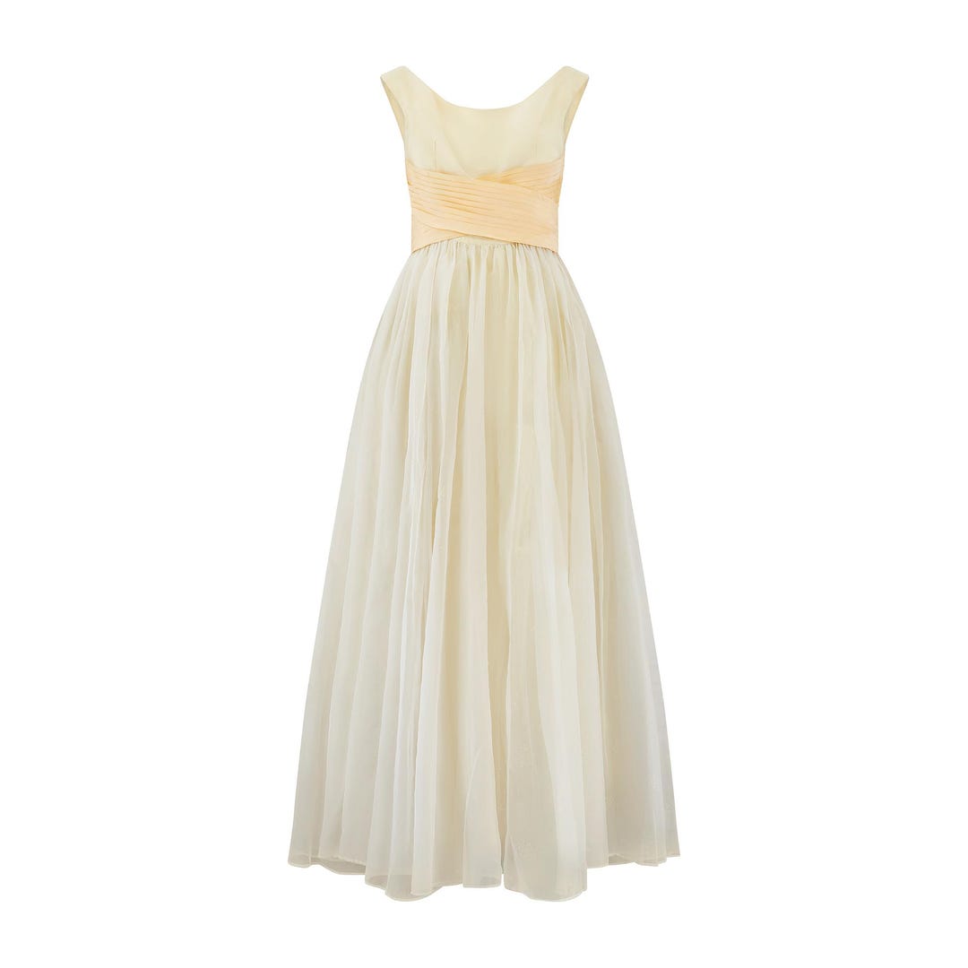 1950s Pale Yellow Organza Dress With Crisscross Ribbon Bodice - Etsy