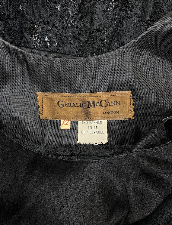 1960s Gerald McCann Black Satin and Floral Lace Cutou… - Gem