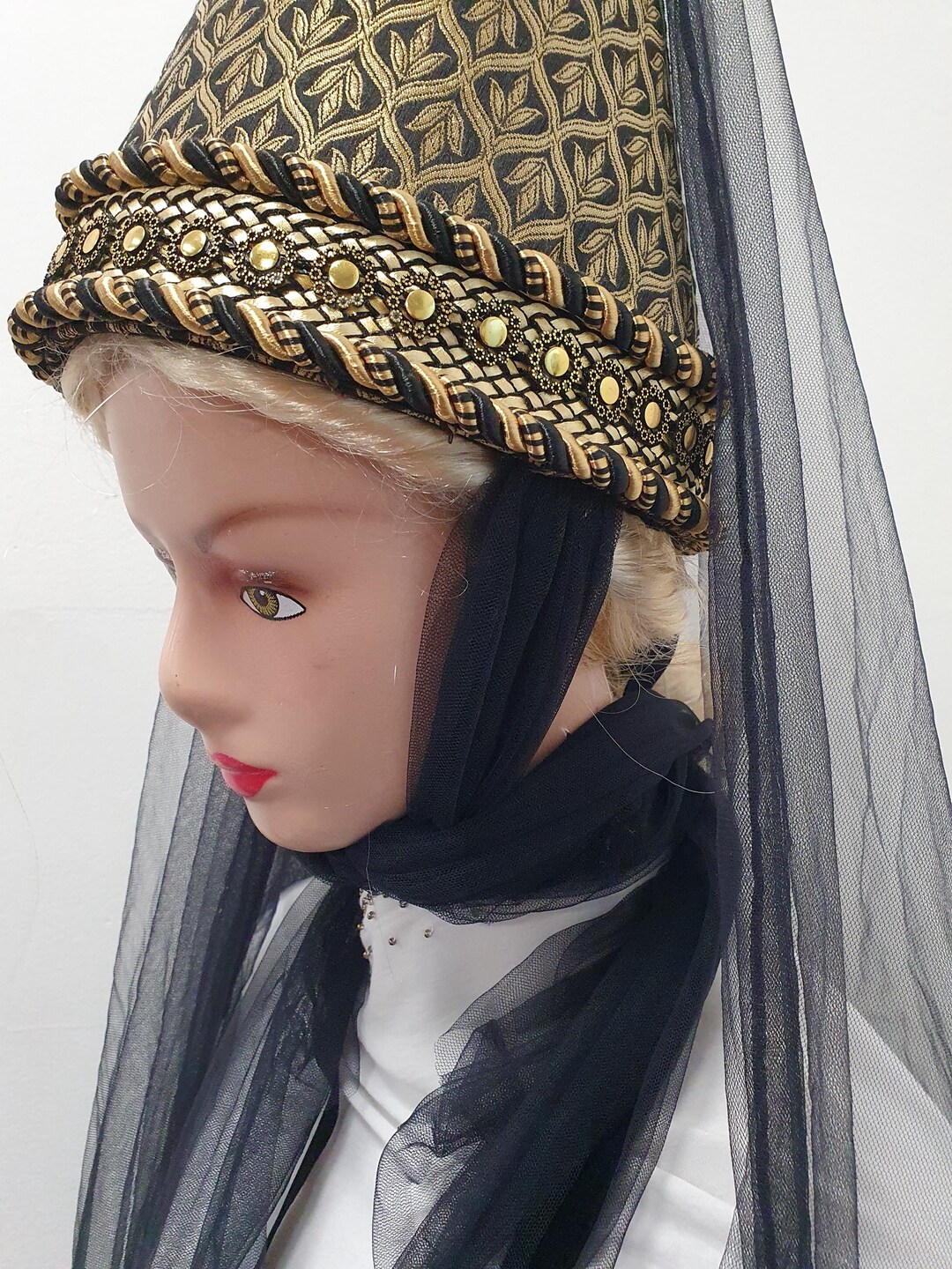 Damsel in Distress Black & Gold Fleur De Lis Ladies Fantasy Medieval ...